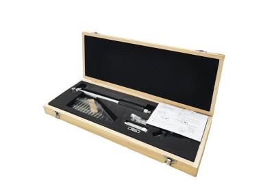 China Calibrador de orificio de cuadrante métrico personalizado de 100-160 mm con extensiones, dispositivo de medición de diámetro de orificio, embalaje en caja de madera en venta