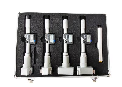 China Conjunto de medidor de perforación digital de tres puntos con anillos de ajuste y varillas de extensión para mediciones anchas en venta