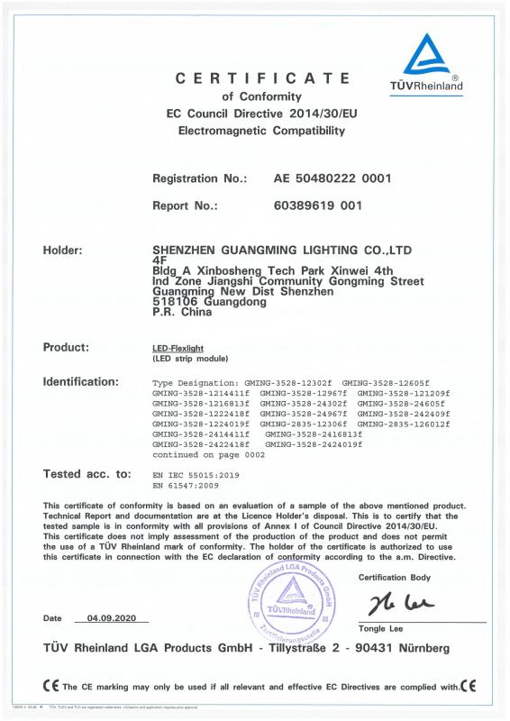 CE - Shenzhen GM lighting Co.,Limited.