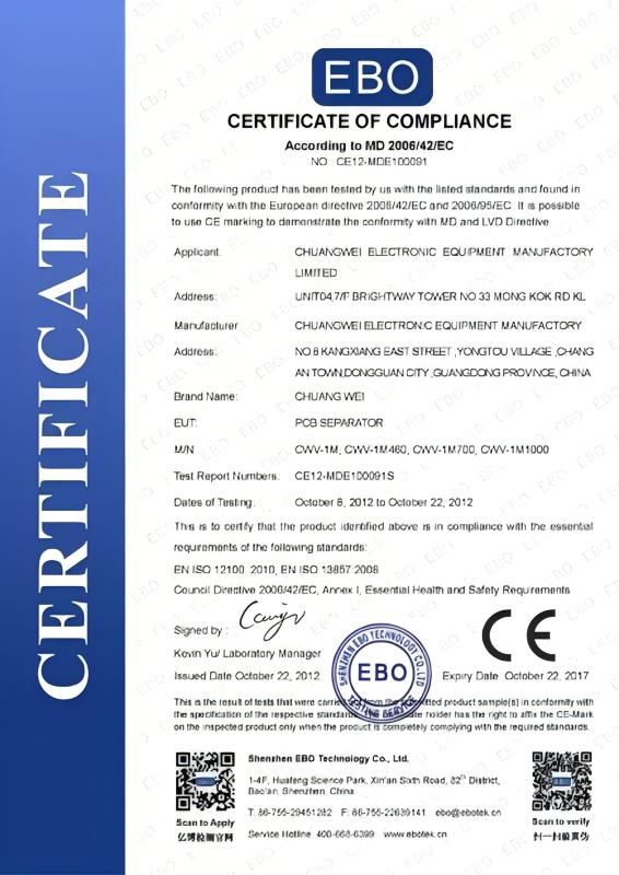 CE - Guangdong Chuangwei Electronic Equipment Manufactory