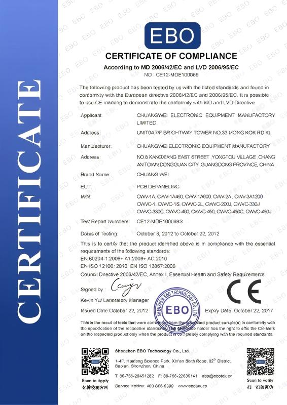 CE - Guangdong Chuangwei Electronic Equipment Manufactory