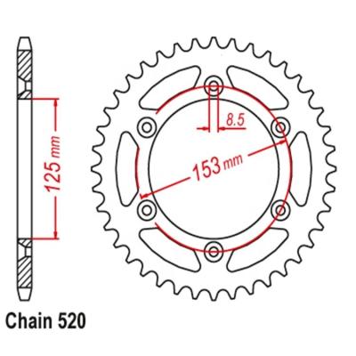 중국 Honda CR500R에 맞춤형 47 이빨 CNC 레이싱 후방 스프록트 뛰어난 내구성 판매용