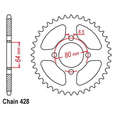 Fit for For Suzuki DRZ50 DRZ70 Custom 33-52T 428 Motorcycle Rear Sprocket