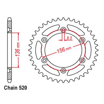 중국 스즈키 DR350 DRZ450 RGV250의 사용자 지정 색상 520 후방 스프록트 목적 교체/수리 판매용