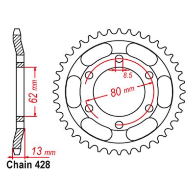 Chine OEM CNC motocycle arrière 45T 428 Sprocket Chain Kits pour Yamaha XT225 Remplacement / réparation à vendre