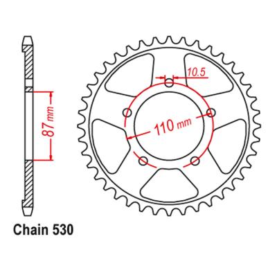 중국 45 스틸/A3 스틸 42-48T 530 모터사이클 스프로켓 수즈키 GSF600 GSX600F GSXR750 사용자 정의 판매용