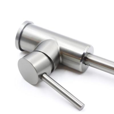 중국 Single Hole Brushed Kitchen Sink Faucet Hot Cold Water Taps Stainless Steel Kitchen Faucet 판매용