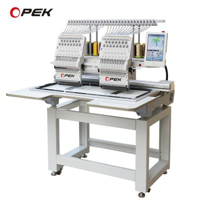 중국 1200RPM Opek 2 헤드 12/15 바늘 고속 모자 티셔츠 평면 컴퓨터 수직 기계 판매용