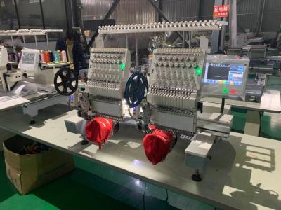 중국 1200RPM Opek 2 헤드 12/15 바늘 고속 모자 티셔츠 평면 컴퓨터 수직 기계 판매용