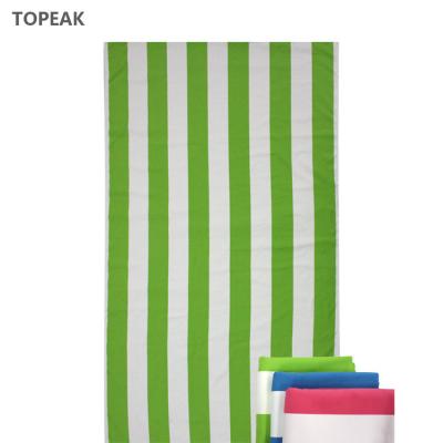 Cina Asciugamano di spiaggia a strisce verde e bianco di lusso grande Microfiber 256g in vendita