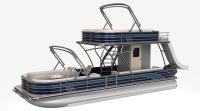 Quality Aluminum Hull 2 Deck Pontoon Boat With Swim Ladder For Party And Recreational for sale