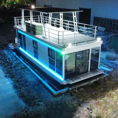 China Exclusive Double Deck Luxury Houseboat – Floating Home With Full Living Amenities & Rooftop Sun Deck for sale