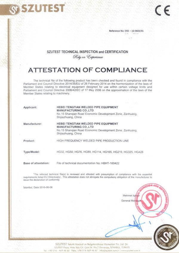 Attestation of compliance