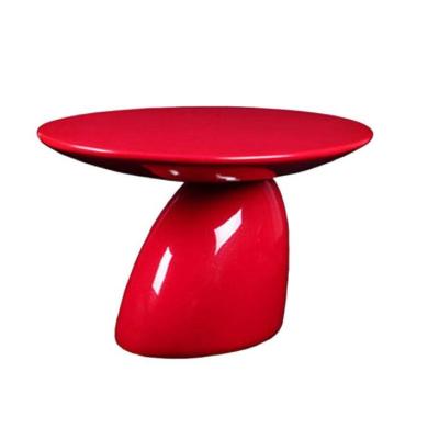 China Modern Design red fiberglass painting finish mushroom shape modern round side coffee table for sale