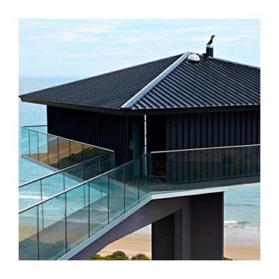 China Stainless shoe base used glass balustrade iron staircase for terrace à venda