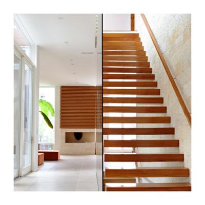 Cina Floating oak staircase interior wood tread professional floating stair in vendita