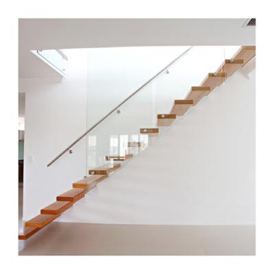 Cina Oak wood floating taircase decorative wood handrails floating staircase hardware in vendita