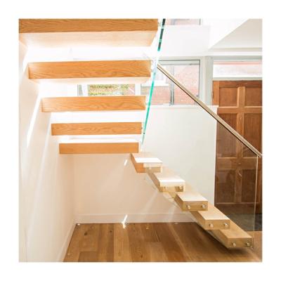 Cina Solid wood build floating staircase customized teak wood tread floating attic stairs in vendita
