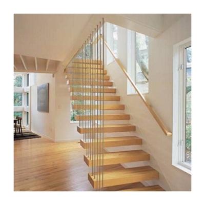 Cina Wood glass floating staircase customized indoor wooden tread commercial floating vinyl flooring in vendita