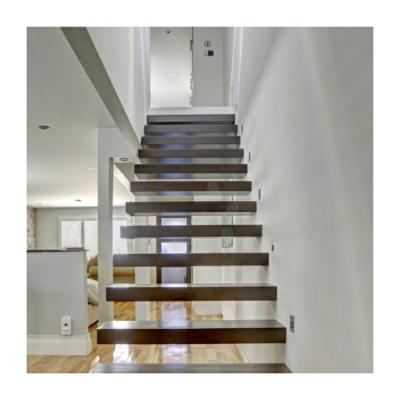 Cina Wood floating low price interior wood stairs invisible stringer floating staircase in vendita