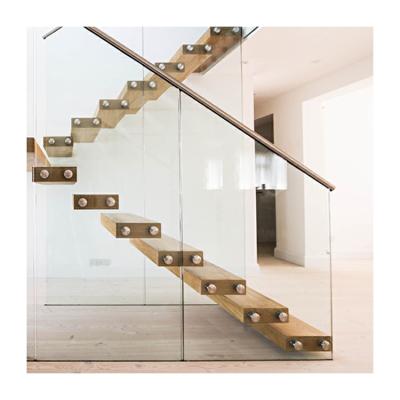 Cina Wooden floating stairs residential oak wood floating staircase side step in vendita