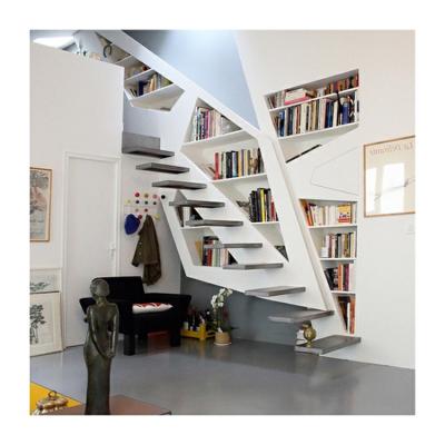Cina Inside floating wooden staircase solid wood box staircase design curved arc floating staircasets in vendita