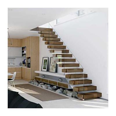 Cina Floating wood stair suppliers wood construction kit floating stairs prices in vendita