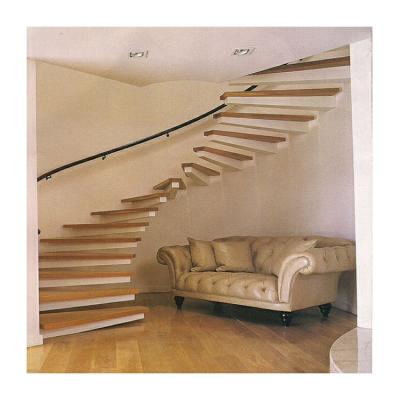 Cina Wood floating stairs double handrail wood stair floating stairs south africa in vendita