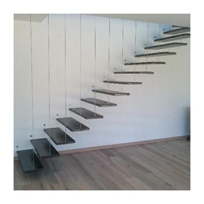Cina Floating wood stair treads thick wood unique floating staircase in vendita