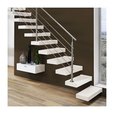 Cina Floating wood tread staircase solid wood tread floating stringer staircase in vendita
