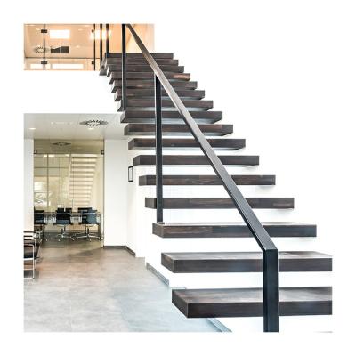 Cina Solid wood box tread floating stair customized solid wood tread floating stringer stairs design in vendita