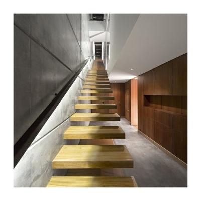 Cina Floating stair thick solid wood treads all wood stairs floating stair tread detail in vendita