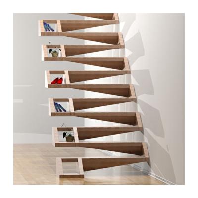 Cina Floating wood trends stairs invisible stringer wood step floating staircase safety in vendita