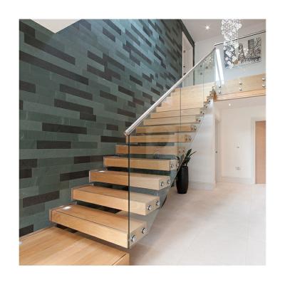 Cina House red oak tread stairs floating fancy wooden stair pedal modern interior floating staircases in vendita