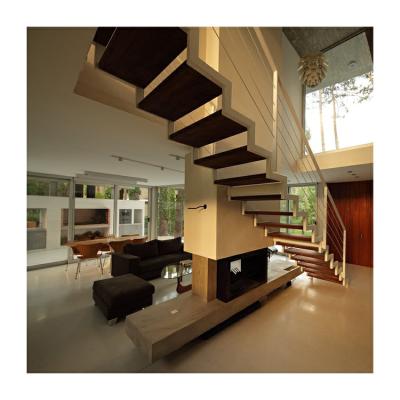 Cina Floating wood steps natural wood house floating staircase in vendita