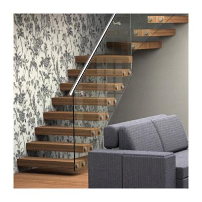 Cina Interior wooden floating stairs indoor stair wood design invisible stringer floating stairs in vendita