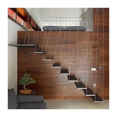Cina Wooden floating staircase price wood stair case prefabricated floating stairs in vendita