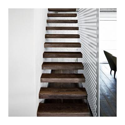 Cina Manufacturer diy wood floating stairs wood tread straight staircase interior floating stairs in vendita