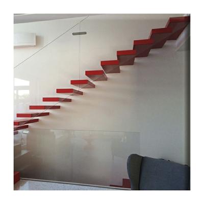 Cina Glass wood straight floating stairs wood for house using floating staircase in vendita