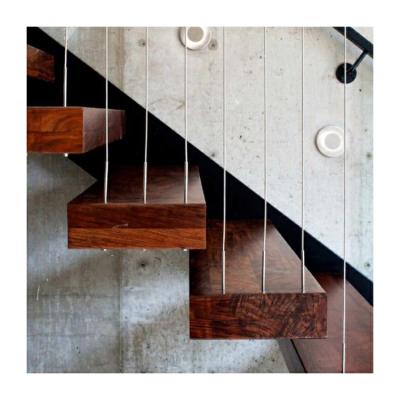 Cina High quality wooden floating wood straight staircase floating steps outside in vendita