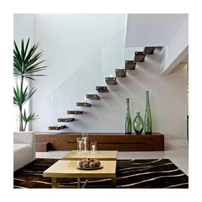 Cina Straight floating stairs wood staircase with wooden tread modern floating indoor stairs in vendita