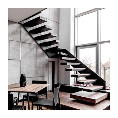 Cina Solid wooden floating stairs wood stair tread stairs open riser floating staircase in vendita