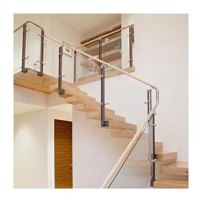 Cina Hard wood floating stairs price wood tread stairs floating staircase with railing in vendita