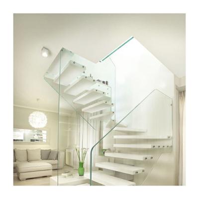 Cina Glass wooden floating stairs u shaped wood floating staircase church in vendita