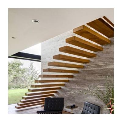 Cina Glass wooden floating staircase wooden tread floating staircase cost uk in vendita