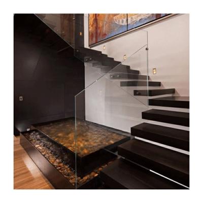 Cina Glass wood floating staircase used straight staircase wood step curved floating stairs in vendita