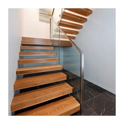 Cina Inside floating wooden staircase solid wood staircase in price l shaped floating stairs in vendita