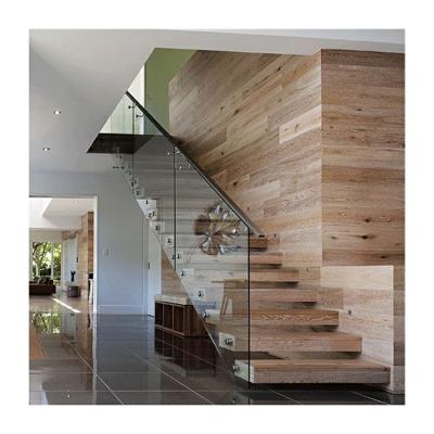 Cina Villa wood floating stairs factory u shape wood staircase floating stairs price in vendita