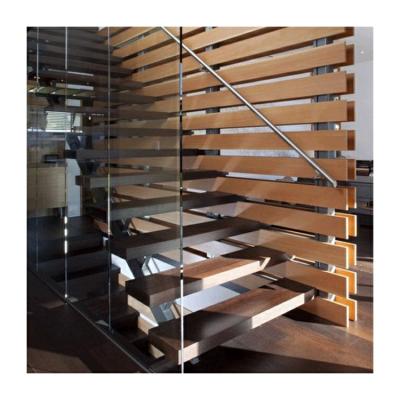 Cina Interior wooden floating staircase wood stairway floating steps outdoor in vendita