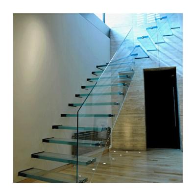 Cina Modern open glass steel stairs led floating glass staircase in vendita